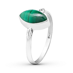 Koral Jewelry Marquise Malachite Ethnic Delicate Ring 925 Sterling Silver Vintage Tribal Gipsy Boho Look (8)
