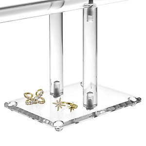 MOOCA Deluxe Clear Acrylic Jewelry Organizer, 2 Tier T-Bar Bracelet Holder, Acrylic Necklace Holder, Jewelry Holder, Jewelry Organizer Stand, Premium Quality with Enhanced Transparency