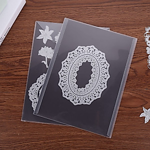 20Pcs Rubber Magnetic Sheets 0.5mm Thickness with Clear Stamp Die Storage Pockets 48 Label StickerResealable Plastic Storage Pocket Large Envelope Case Cutting Dies Stencil Organizer forCard Making