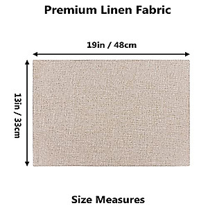 Home Brilliant Burlap Linen Placemats Set of 6 Heat Resistant Dining Table Place Mats Washable Kitchen Table Mats, 13x19 inch, Light Linen