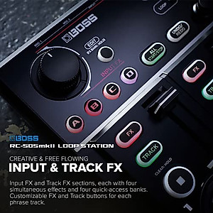 BOSS RC-505MKII Loop Station – The Industry Standard Tabletop Looper, Updated and Enhanced. Class-leading sound quality. Five simultaneous stereo phrase tracks. Input FX and Track FX sections.