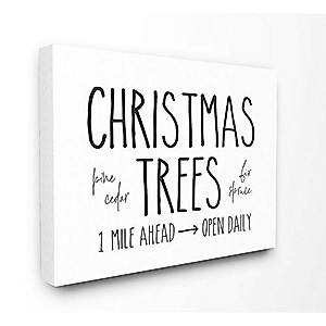 Stupell Industries Christmas Trees Farm Sold Holiday Black and White Word Design Canvas, 24 x 30, Multi-Color