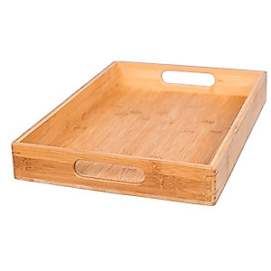 BirdRock Home 2pc Bamboo Serving Trays Set with Handles - Wood - Food - Breakfast Tray - Party Platter - Nesting - Kitchen and Dining