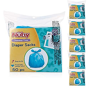Nuby Diaper Disposable Bags, Fresh Baby Powder Scent,50 Count(pack of 6)