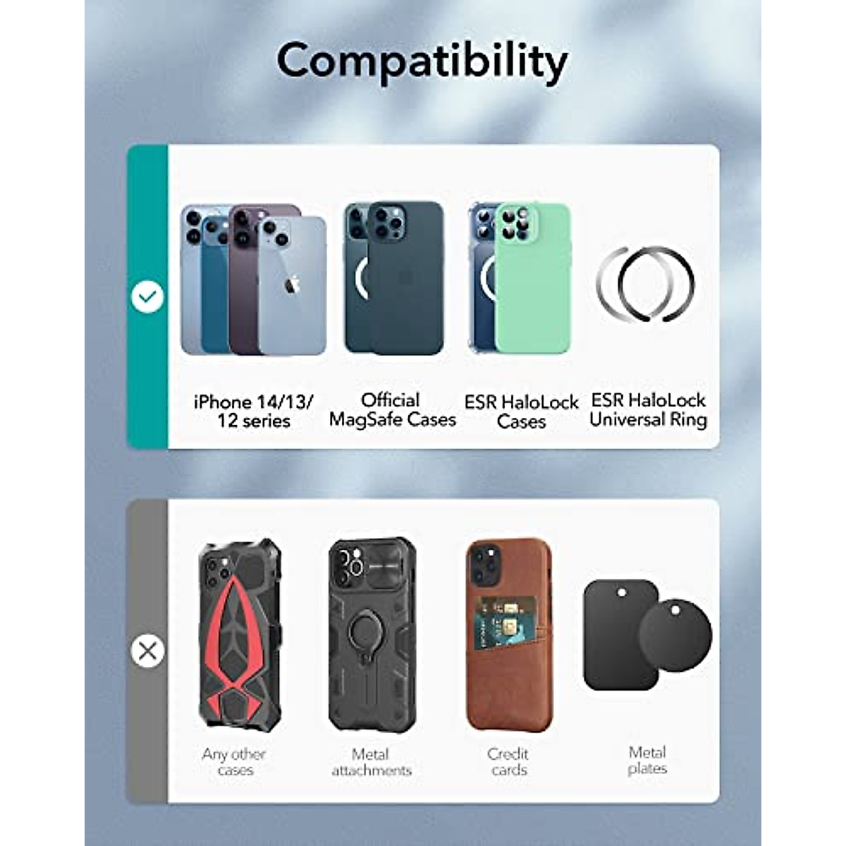 ESR Shift Wireless Car Charger (HaloLock), Compatible with MagSafe Car Charger, Detachable Fast Charging Pad, for Caseless iPhone 14/13/12 Series and Magnetic Cases, with 36W Car Adapter, Black