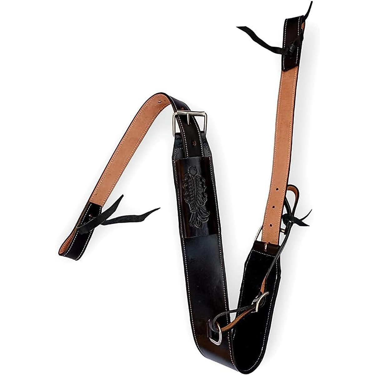 RAAVILS Western Leather Girth Complete Flank Cinch Set for Horse Rear Flank Back Cinch Saddle Billets for Tack Horses (Black)