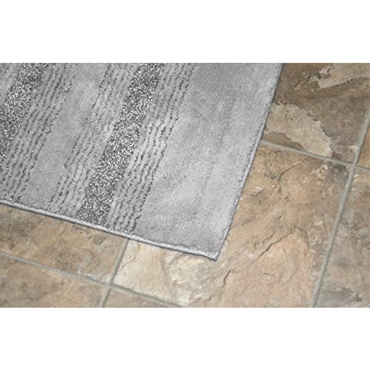 Garland Rug Essence Nylon Washable Bathroom Rug, 30-Inch by 50-Inch, Platinum Gray