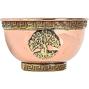 Tree of Life Copper Offering Bowl 3", Great for Altar use, Ritual use, Incense Burner, smudging Bowl, Decoration Bowl, offering Bowl - New Age Imports, Inc. (Tree of Life)