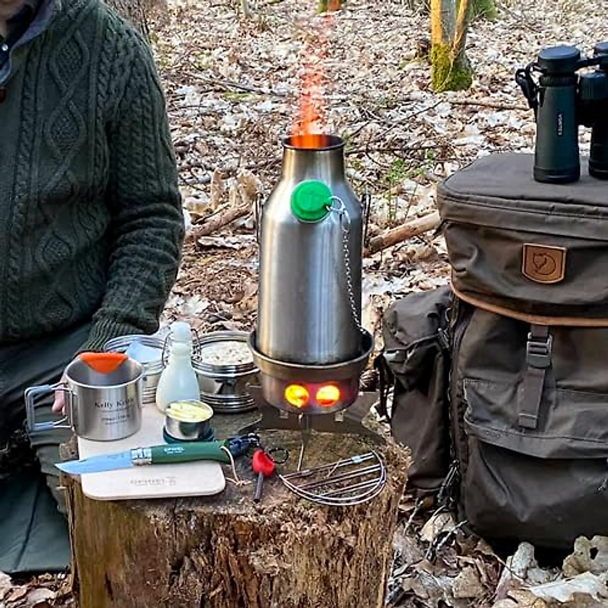 Kelly Kettle Trekker Kettle & Kit – 20oz Small Stainless Steel Camp Kettle, Lightweight Camping Kettle with Whistle, Kelly Kettle Stove for Fishing, Hunting, Hiking, Survival Gear