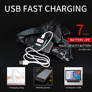 DARKBEAM COB Floodlight Headlamp USB Rechargeable with Red Light, 2000 Lumen LED Headlight - Car Maintenance and Night Construction 6-10 Hours Long Battery Life