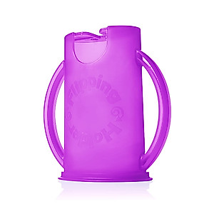 Flipping Holder DELUXE Squeeze Proof (with lid) for Food Pouches & Juice Boxes - Multipurpose - Prevent Messes & Support Self-Feeding - Easy Grasping Handles - Made in USA