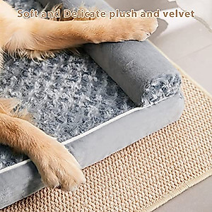 BFPETHOME Dog Beds for Large Dogs, Orthopedic Dog Bed for Medium Large Dogs, Egg- Foam Dog Crate Bed (XL(42 * 30 * 7 inch), Grey)