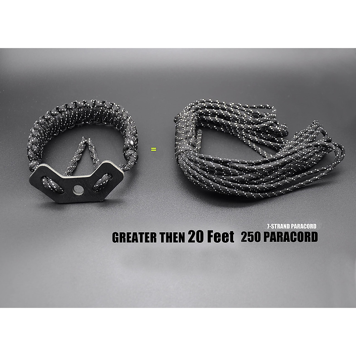 HZUTUZH 250 Paracord Bow Archery Wrist Sling - Multi Functional Survival Wrist Sling for Hunting & Shooting - No Stabilizer Needed - Successive Length Greater Then 20 Feet (Carbon Black)