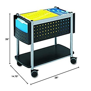 Safco Products Scoot Open Top Mobile Letter/Legal File Cart 5373BL, Black, Swivel Wheels