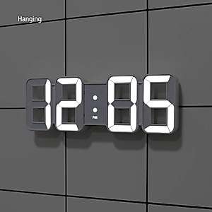 mooas 3D Pure Mini White LED Clock, Multi-Function LED Clock (Calendar, Alarm, Temperature) (8.5" White Table Alarm Clock)