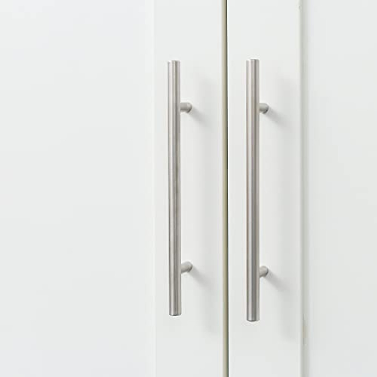 Voohek, White Wardrobe Closet with 2 Doors and Hanging Rod, Kitchen Cabinet 3 Partitions to Separate 4 Storage Spaces for Bedrooms, Dining Room, Entryway, Large