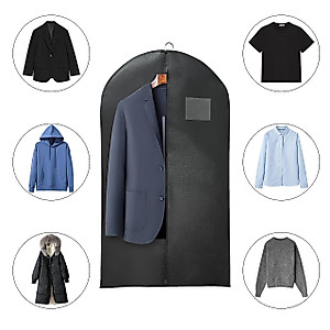 CHENGBAIBAG Black Suit Garment Bags, Set of 6 Portable Men's Travel Suit Bags, Waterproof Sturdy Hanging Clothes Pockets for Closet Storage, Business Travel, Clothes, Dress, Shirts (43.3x23.6 inch)