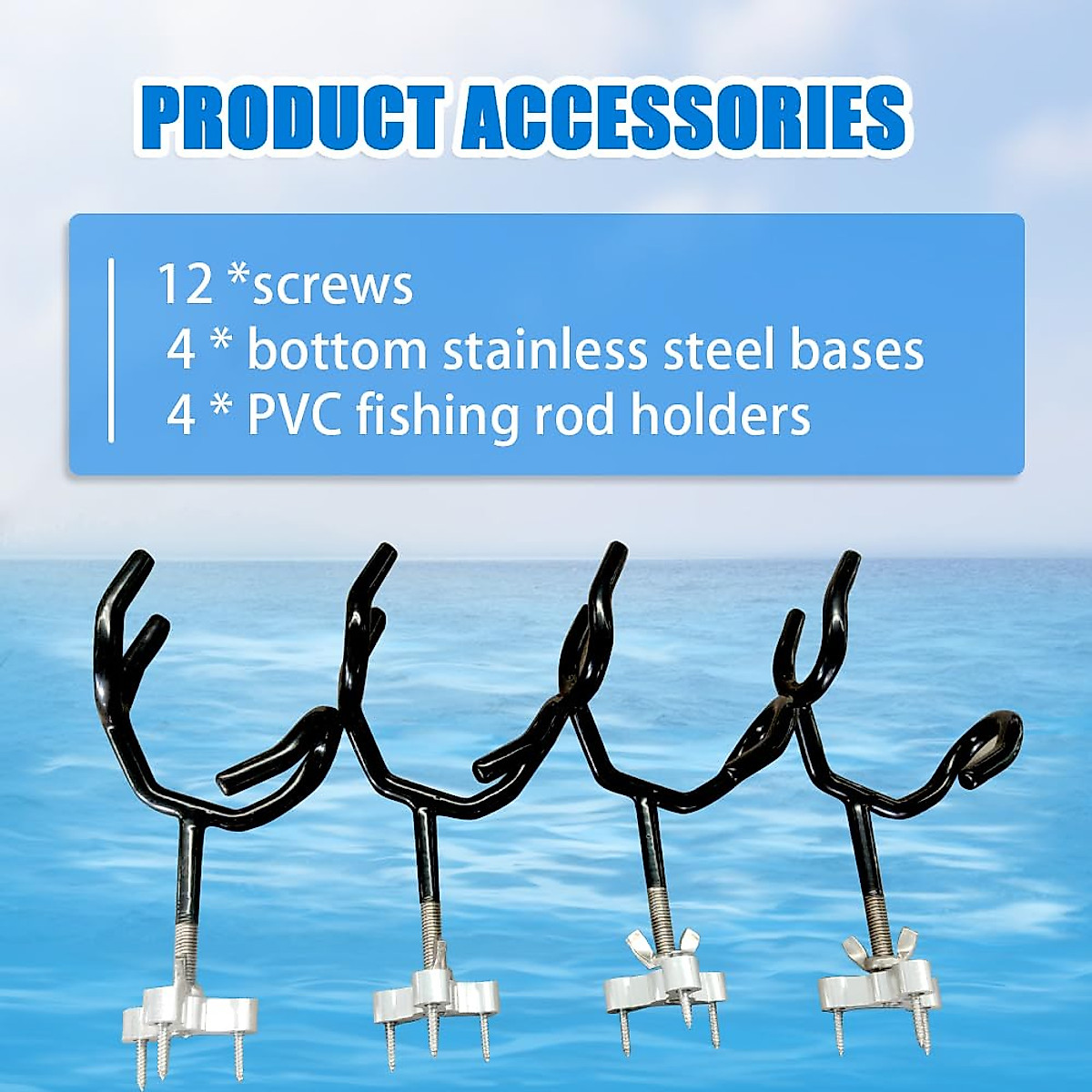 Sure Grip Steel Boat Rod Holder 20 Degree PVC Coated Steel Wire Fishing Pole Holder (4)