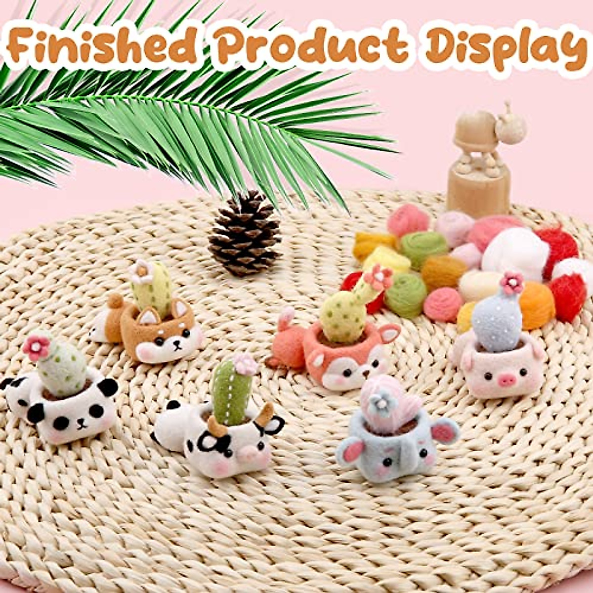 Needle Felting Beginner Kit, Needle Felting Kit, Needle Felting Starter Kit with Basic Felt Tools, Needle Felting Supplies with Foam Mat Felting Needles Wool Roving for DIY Crafts(Shiba Inu)