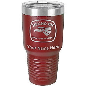 LaserGram 30oz Vacuum Insulated Tumbler Mug, Hecho en San Luis Potosi, Personalized Engraving Included (Maroon)