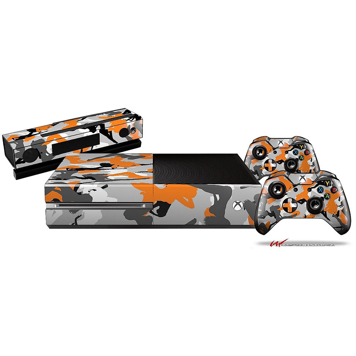 Sexy Girl Silhouette Camo Orange - Holiday Bundle WraptorSkinz Decal Style Vinyl Skin Wrap compatible with XBOX One Original Console, Kinect and 2 Controllers (GAMING SYSTEM NOT INCLUDED)