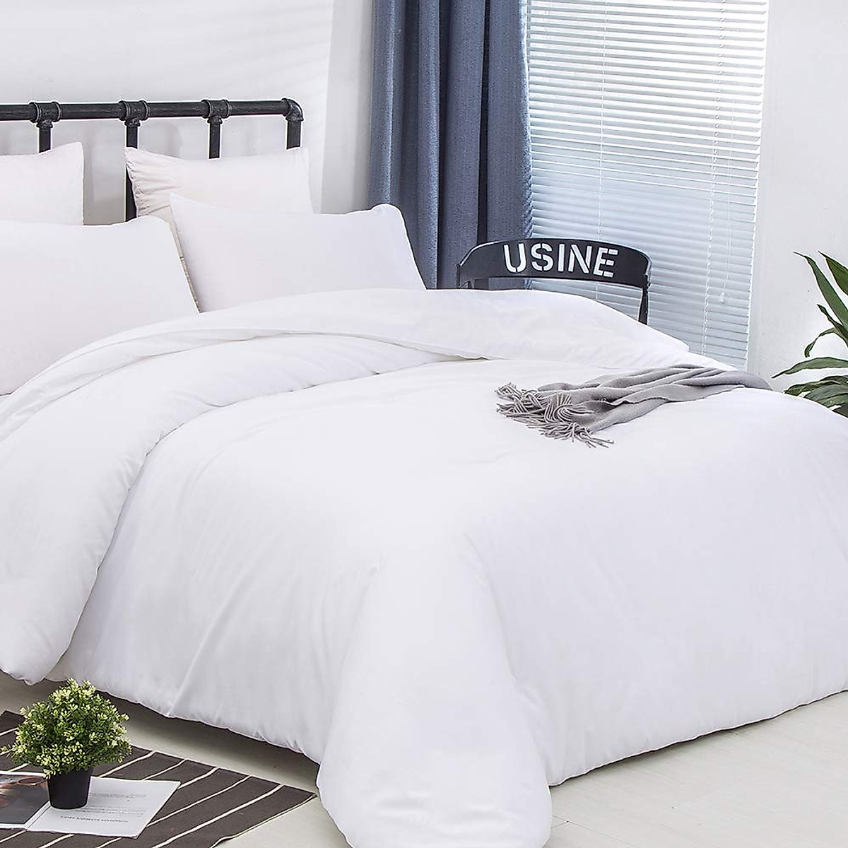 CLOTHKNOW White Comforter Set California King White Bedding Comforter Sets White Bed Comforter Sets White Comforter 3Pcs White Comforter Sets Cal King