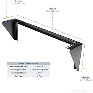 StarTech.com 2U Vertical Wall Mount Patch Panel Bracket - Steel Rack Mount Bracket w/Hardware for 19" Network, Server and Data Equipment , TAA (RK219WALLV)