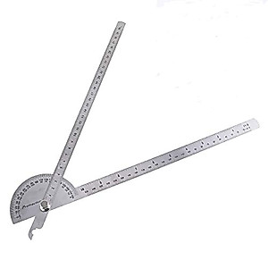 ChgImposs 0-180 Degree Angle Finder, Stainless Steel Round Head Rotary Protractor Scale Angle Finder Adjustable Double-arm Ruler Angle, Finder Craftsman Ruler Machinist Tool