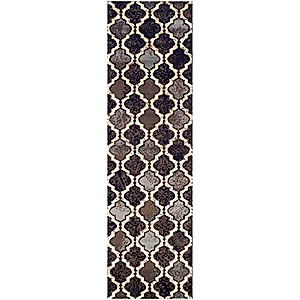 SUPERIOR Indoor Runner Rug, Jute Backed, Perfect for Living/Dining Room, Bedroom, Office, Kitchen, Entryway, Modern Geometric Trellis Floor Decor, Viking Collection, 2'7" x 8', Chocolate