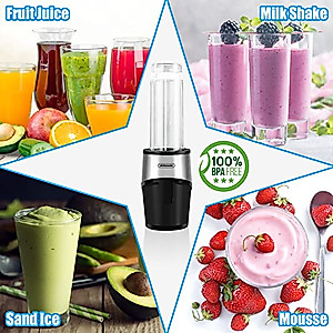 Vermark Personal Portable Bullet Blender, 500 Watt For Shakes and Smoothies, Shake Blender with No-Button Operation, 14 and 20oz Blender Cups with To-Go Lids, BPA Free, Easy To Clean,