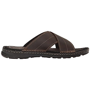 Rockport Men's Darwyn Xband Slide Sandal, Brown II Leather, 14 W US