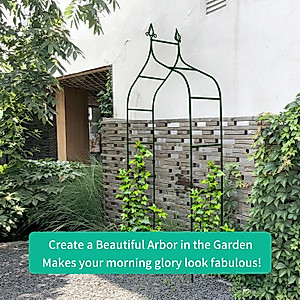 SCENDOR Garden Arch Trellis 8.4 Ft High x 4.6 Ft Wide, Dark Green Iron Arbor, Courtyard Arbor Trellis for Various Climbing Plants Rose, Outdoor Archway Wedding Ceremony Party