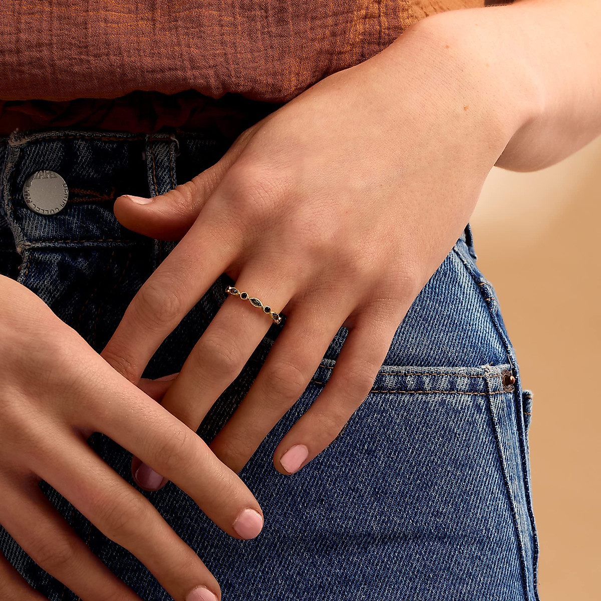 RS Pure by Ross-Simons 0.70 ct. t.w. London Blue Topaz and .30 ct. t.w. Sapphire Geometric Eternity Band. Size 6