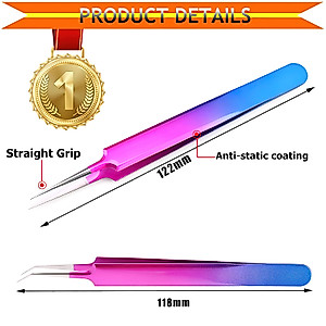 Arclon Isolation Lash Tweezers for Volume Eyelash Extension,Professional Precision Stainless Steel Las Purple 6.89inx1.5inx0.79in