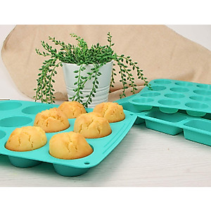 Webake Silicone Baking Pans Set of 3, Silicone Bakeware Silicone Muffin Pan, Mini Cupcake Pan, Mini Brownie Pan, Silicone Molds Cake Baking Tray Combo Set