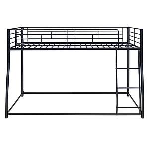 LostCat Full XL Over Queen Bunk Beds for Adults, Heavy-Duty Metal Bunk Bed for Boys Girls Teens Bedroom Dormitory, Storage Space, Noise Free, Easy Assembly, Black