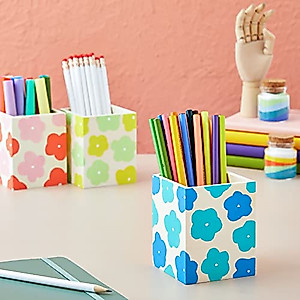 3-Pack Unfinished Wood Pencil Holder Cups for Office Supplies, Wooden Pen Organizer for Desk Organization, Classroom, Home, Accessories Storage, Arts and Crafts (3x3.5 in)