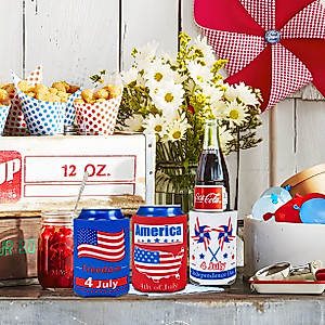 16PCS 4th/Fourth of July Decorations Can Cooler Sleeves for Independence Day Memorial Day Patriotic Party Supplies