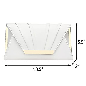 KKXIU Charming Pleated Satin Clutch Evening Purse and Handbag for Women Leather Crossbody Wedding Party Bridal Bag (Cream White)
