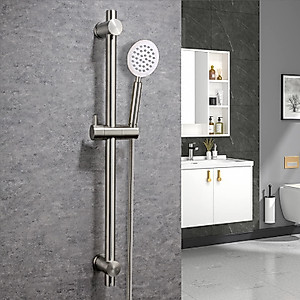 HAMOLER 24 Inch Shower Slide Bar with Adjustable Shower Holder Stainless Steel Wall Mount Sliding Bar, Brushed Nickel