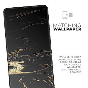 DesignSkinz Black & Gold Marble Swirl V9 Protective Vinyl Decal Wrap Skin Cover Compatible with The Samsung Galaxy S20 (Screen Trim & Back Glass Skin)