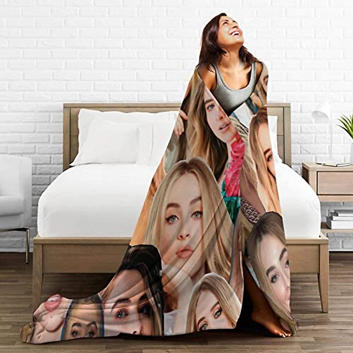 Sabrina Carpenter Collage Throws Blanket, Super Soft Fleece Blanket for Sofa Couch Bed All Season for Adults Children