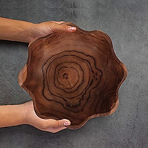 Curawood Teak Root Bowl for Distinctive Decor - Authentic Artisan Handcrafted Wooden Bowls for Food - Wooden Decorative Bowl for Tabletop Display - Serving Wooden Fruit Bowl for Kitchen Counter - 12"