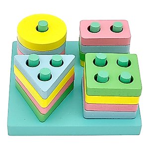 Sorting & Stacking Toys for Toddlers 1 2 3+ Years Old, Learning Shape Recognition Color Stacker Preschool Kids Educational Activity Games