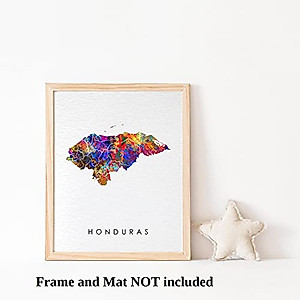 Dignovel Studios 8X10 Unframed Honduras Watercolor Art Print Map Motherland Country Caribbean Sea Central America illustrations Art Print Wall Wedding Poster Housewarming Wall Décor DN746