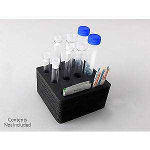 Polar Whale Personal Travel Test Tube Holder Rack Black Foam Lab Storage Organizer Compact Stand Transport Holds 8 Tubes Fits up to 11mm 13mm 15mm 17mm Diameter