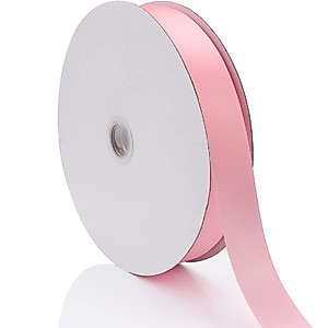 Baocuan Pink Ribbon for Gift Wrapping 1 inch x 100 Yards Satin Craft Fabric Roll Perfect for Art Wedding Decor Valentine Mardi Gras Easter Bows
