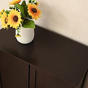 Iwell Bathroom Storage Cabinet, Modern Floor Cabinet with Adjustable Shelves & Double Doors, Freestanding Organizer Cabinet for Living Room, Bathroom, Bedroom, Espresso