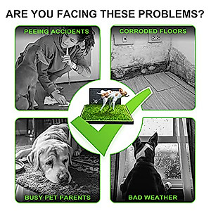 Hompet Dog Potty for Indoor or Porch, 2 Pcs Artificial Grass Training Pads with Pee Baffle, Reusable Dog Grass Pad with Tray, Alternative to Puppy Pads, Portable Dog Litter Box for Small/Medium Dogs