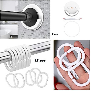 2 Pack Shower Curtain Rod Holder Universal Acrylic 3M Adhesive Wall Mount Bracket ,Shower Curtain Rod Mount Retainer for Wall(Shower Rod Not Included) For Bathroom